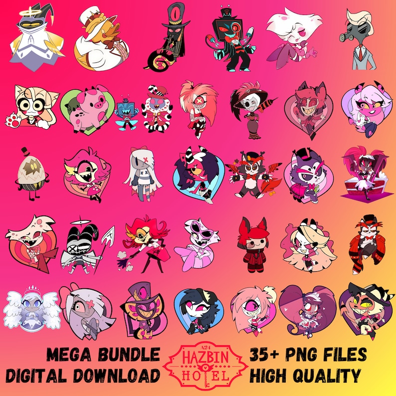 Buy Hazbin Hotel Characters PNG, Cartoon Helluva Boss Birthday Gift ...