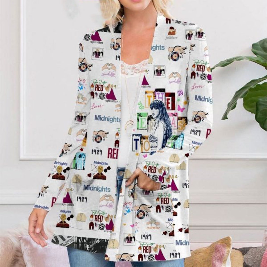 Taylor Swift Signature Women Patch Pocket Cardigan, Swiftie Women ...