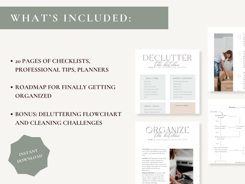 Kitchen & Pantry Organizing / Decluttering Checklist / Printable Guide ...