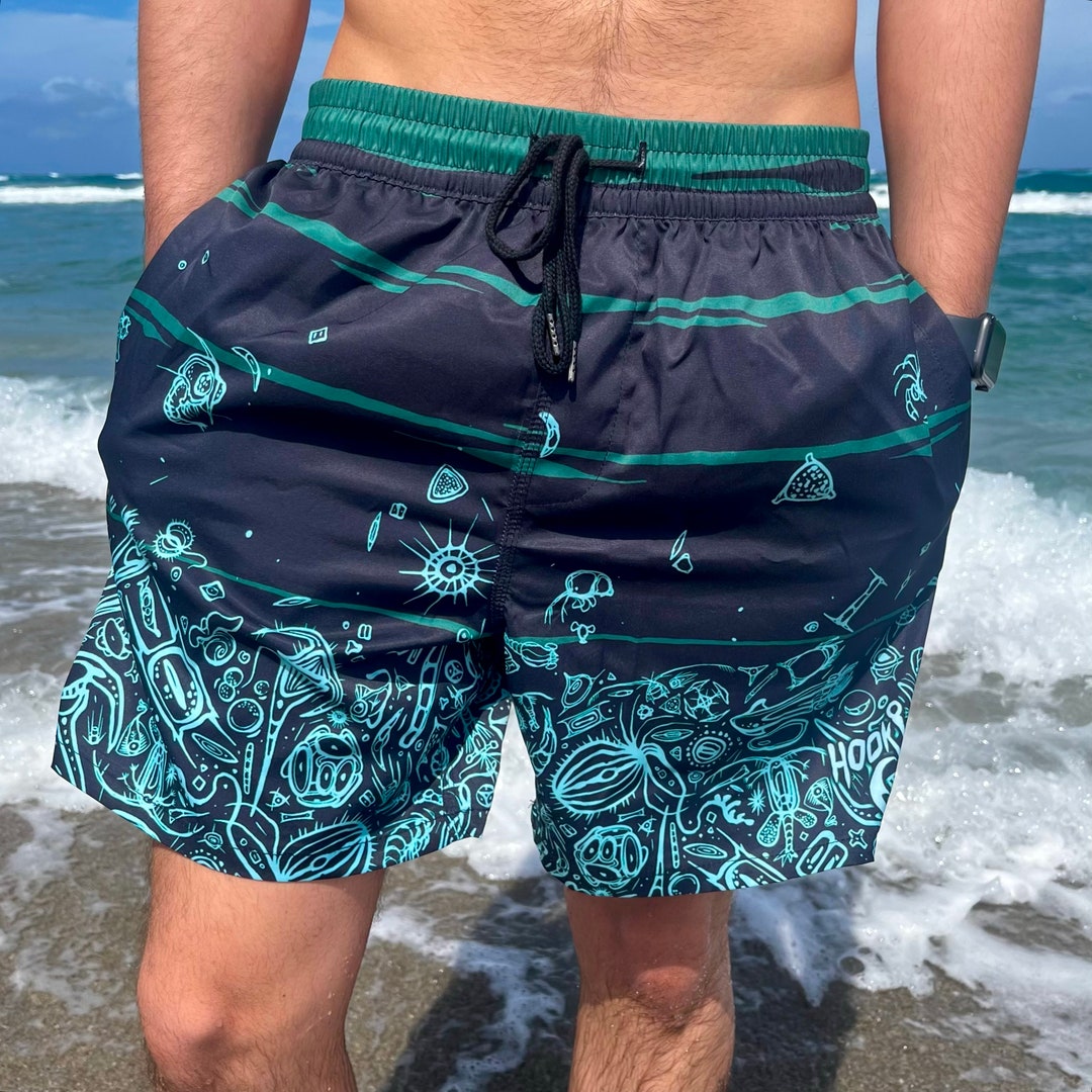 Hook Men's Drawstring Plankton Bloom Swim Trunks - Etsy