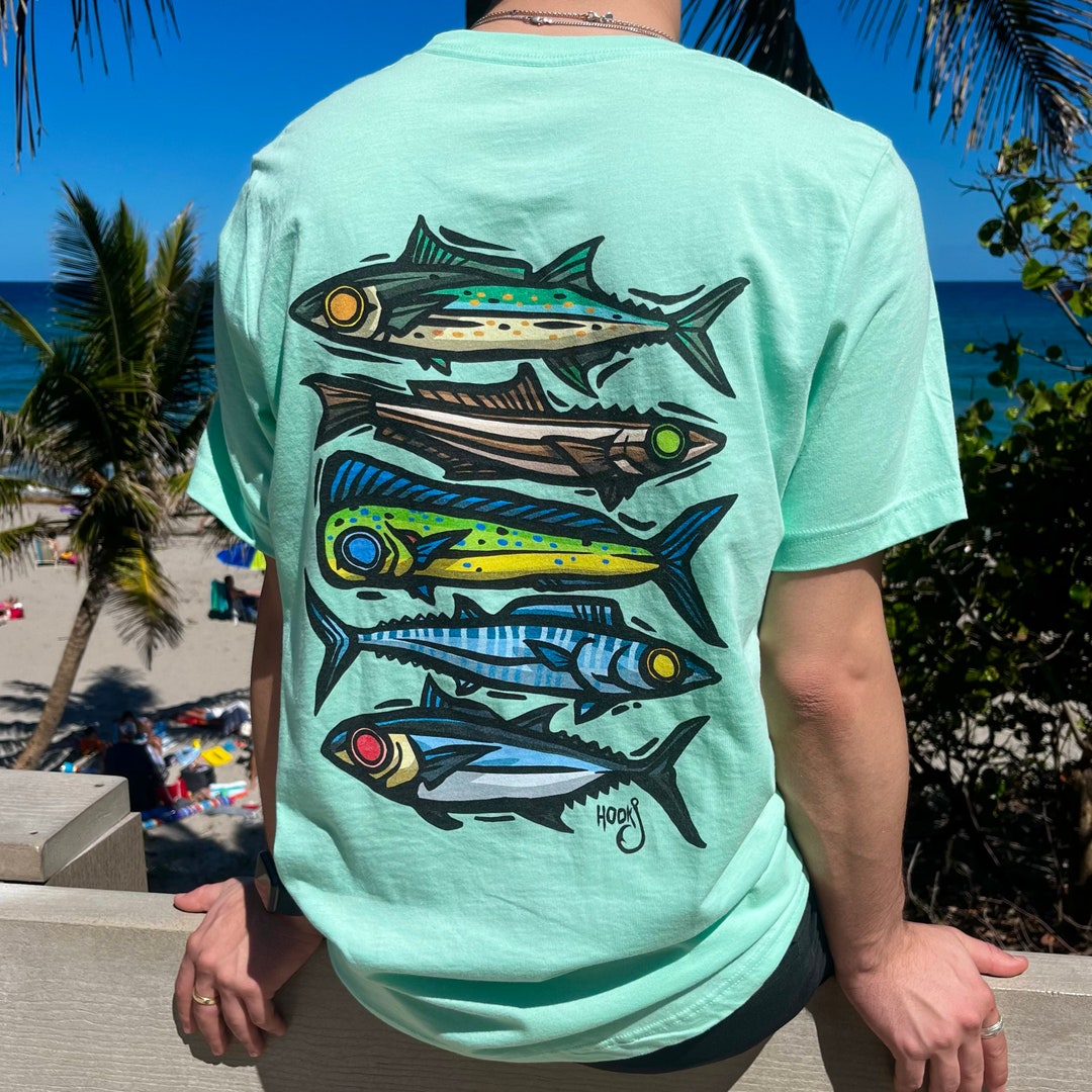 Hook Short Sleeve Saltwater Fish Stack Tee Unisex Print on Back - Etsy