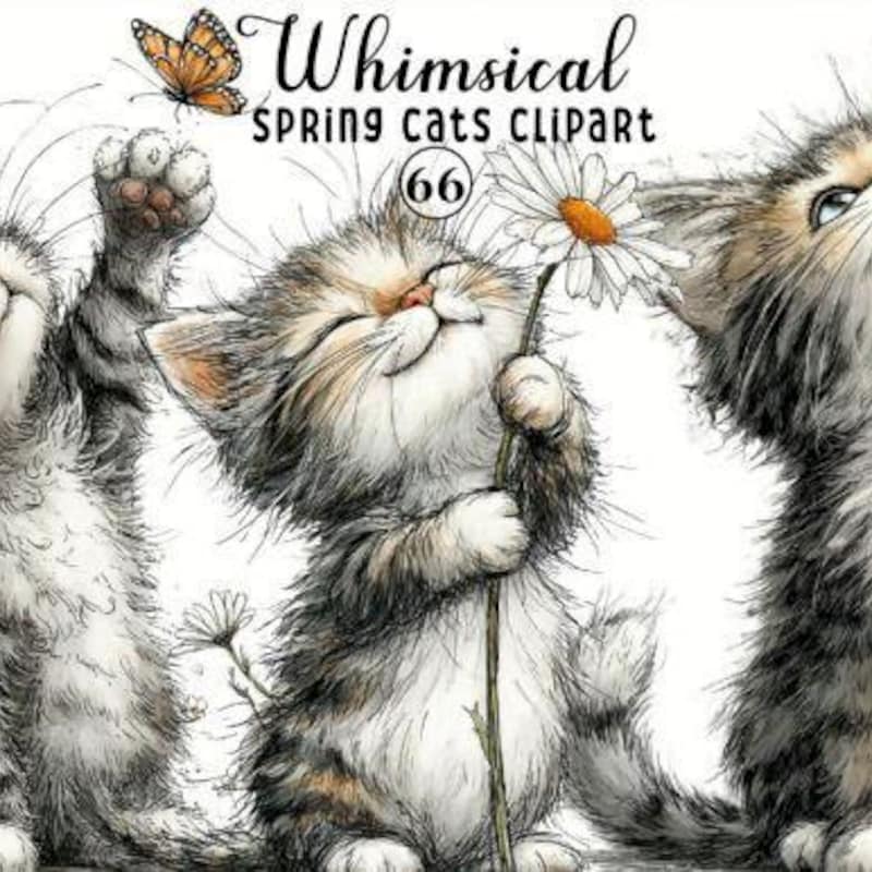 Quirky Cat Clipart Summer - Etsy