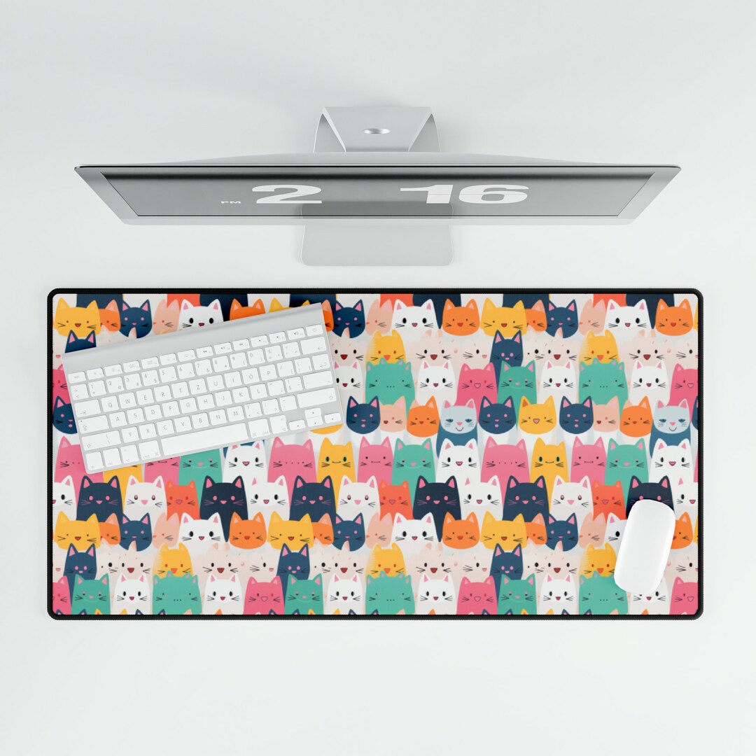 Kawaii Cat Desk Mat, Cute Desk Mat, Desk Mat Kawaii, Desk Mat Aesthetic ...