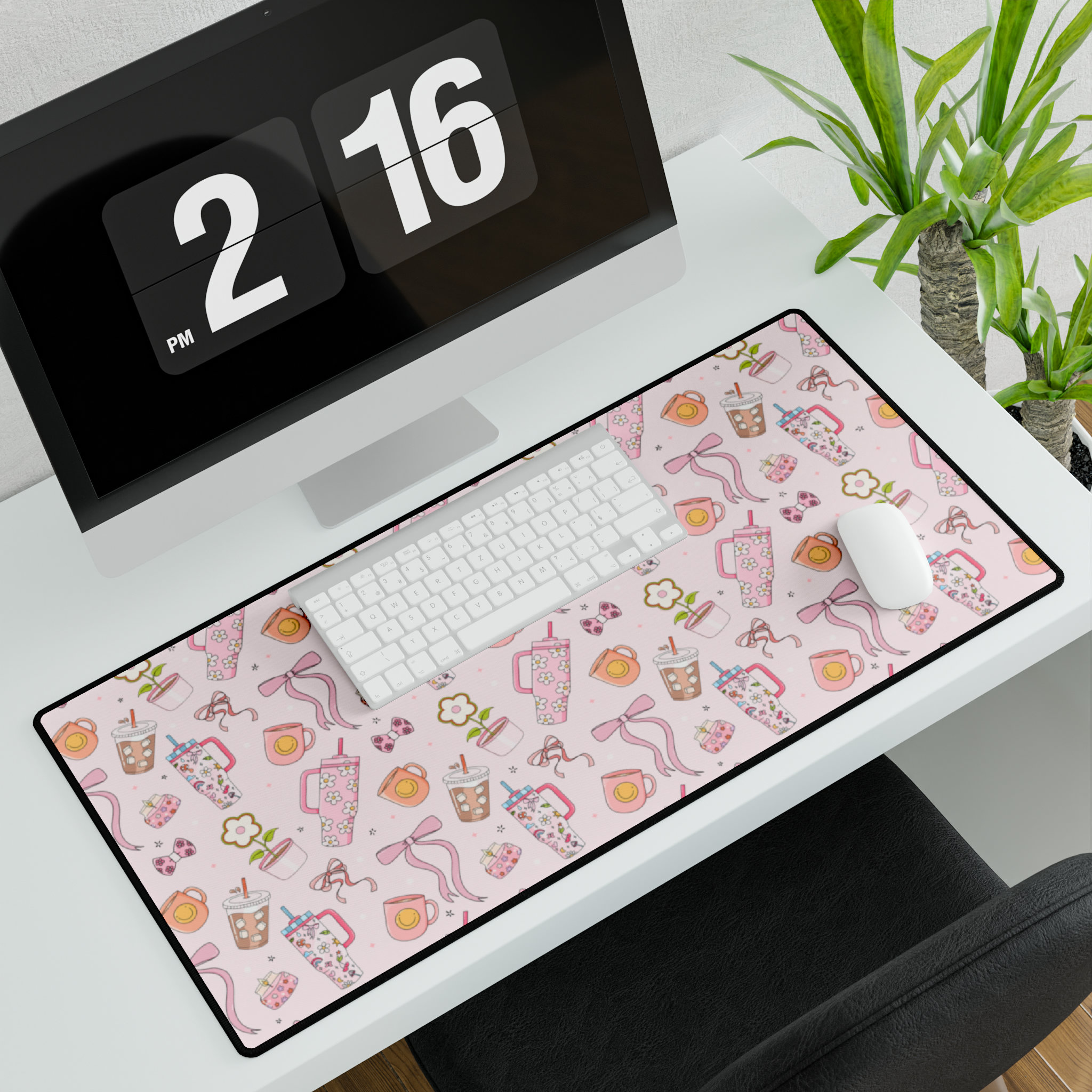 Cute Desk Mat, Iced Coffee Desk Mat, All Things Girly Desk Mat, Desk ...