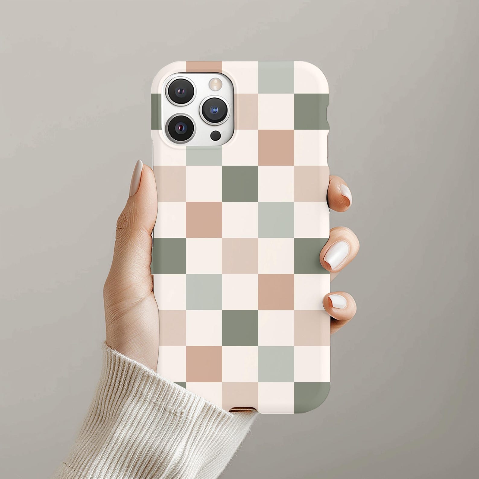 Checkered Phone Case, Boho Checkered Phone Case in Earth Tones, Boho ...