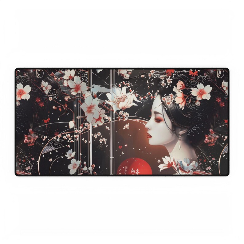 Large Japanese Desk Mat, Japanese Desk Mat, Japanese Geisha Desk Mat ...