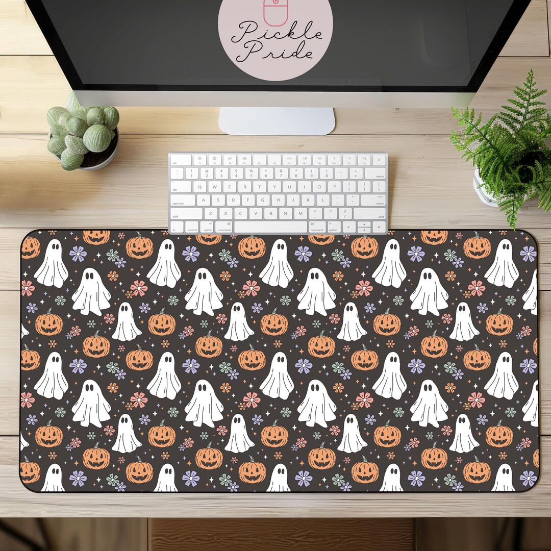 Cute Desk Mat, Halloween Desk Mat, Spooky Ghost Halloween Desk Mat ...