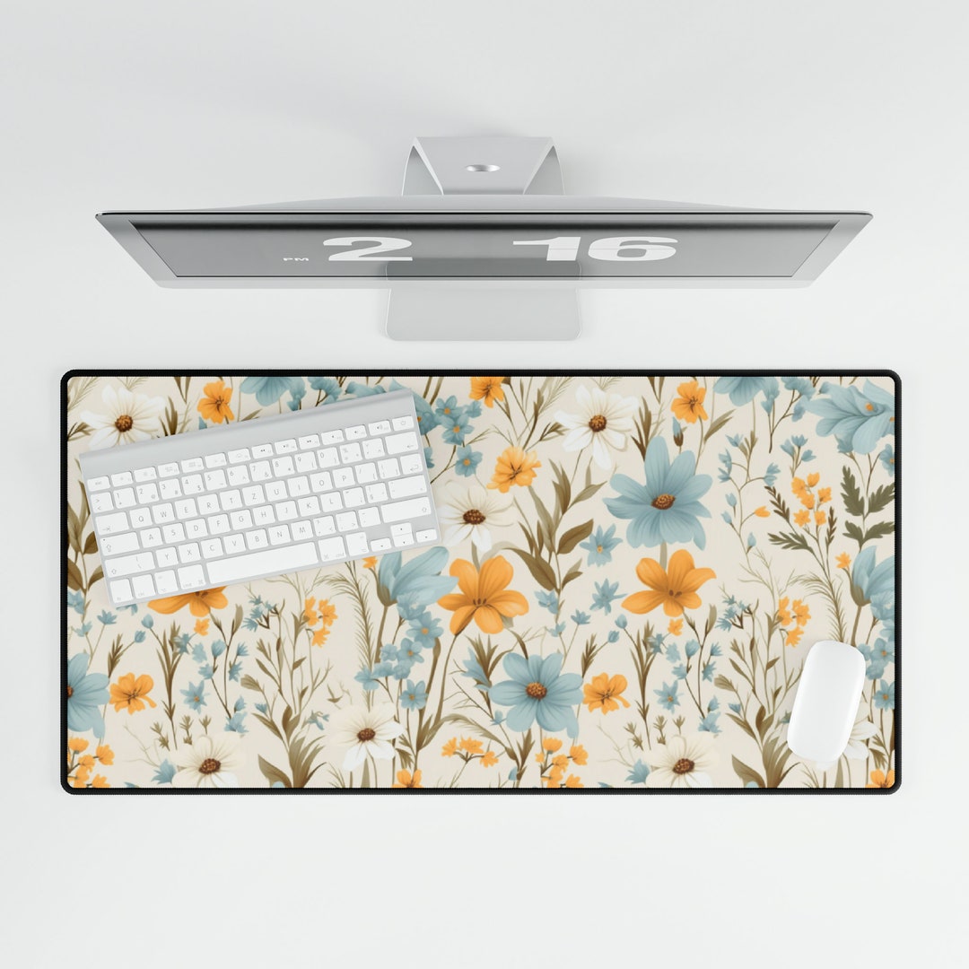 Cottagecore Desk Mat, Cute Desk Mat, Pastel Floral Cottagecore Desk Mat ...