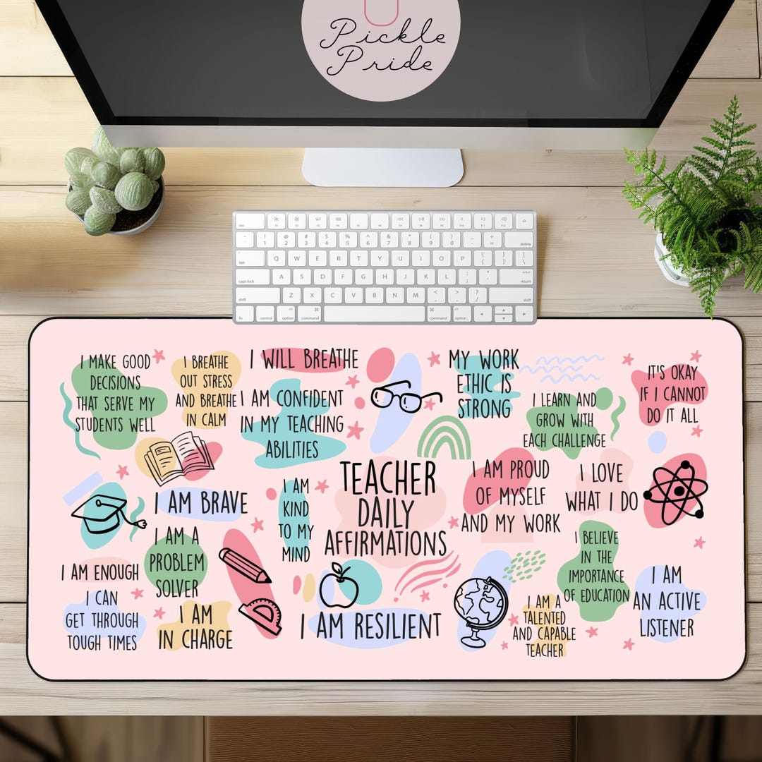 Cute Desk Mat, Teacher Desk Mat, Daily Teacher Affirmations Desk Mat ...