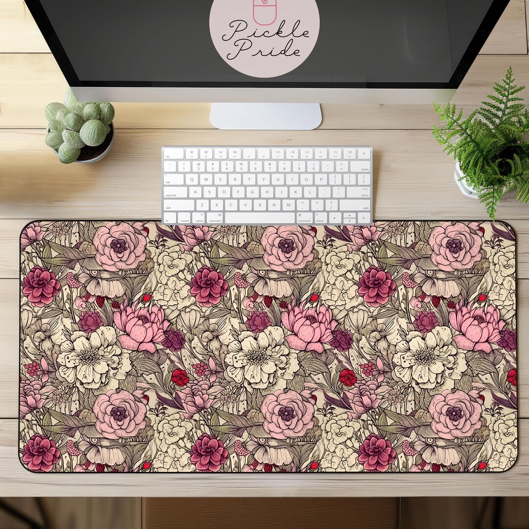 Boho Floral Tatoo Art Grunge Desk Mat, Boho Tatoo Floral Desk Mat, Cute ...