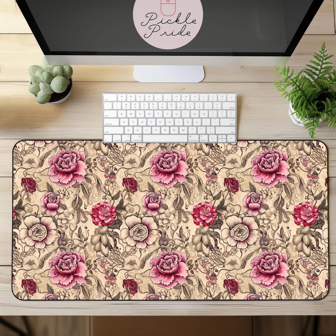 Boho Floral Tatoo Art Grunge Desk Mat, Boho Tatoo Floral Desk Mat, Cute ...
