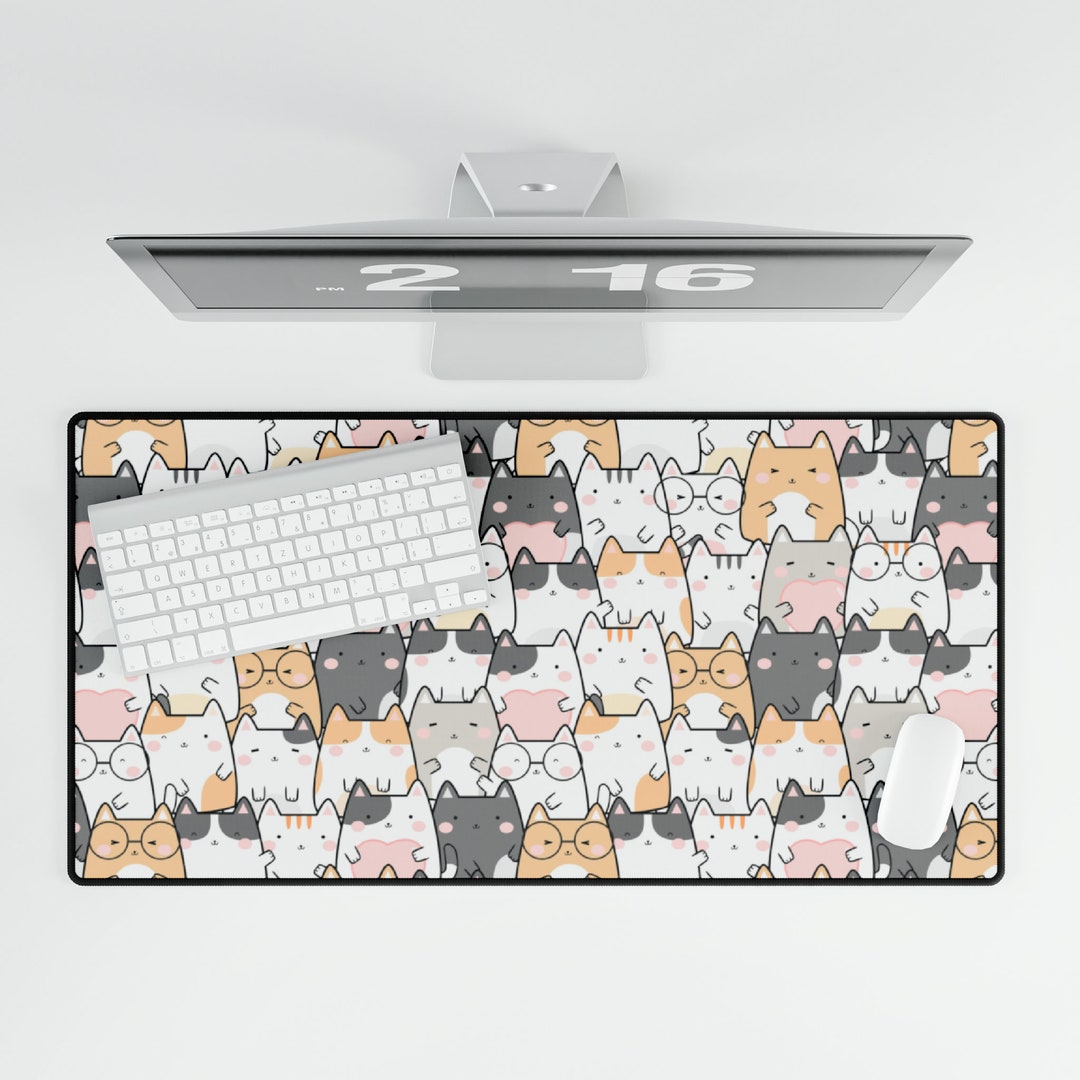 Kawaii Cat Desk Mat, Cute Desk Mat, Desk Mat Kawaii, Desk Mat Aesthetic ...