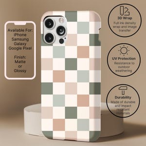 Checkered Phone Case, Boho Checkered Phone Case in Earth Tones, Boho ...