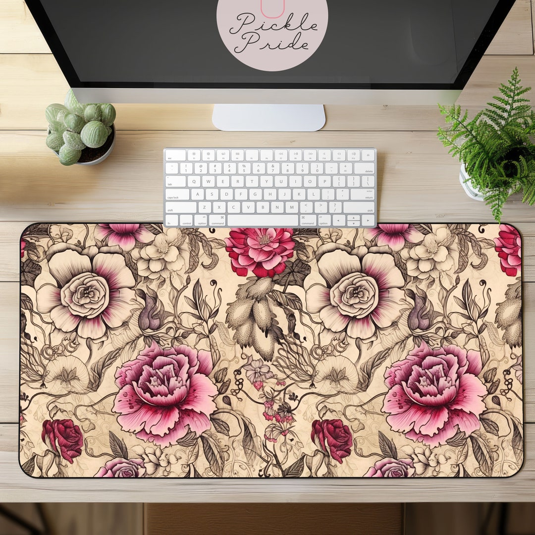 Boho Floral Tatoo Art Grunge Desk Mat, Boho Tatoo Floral Desk Mat, Cute ...