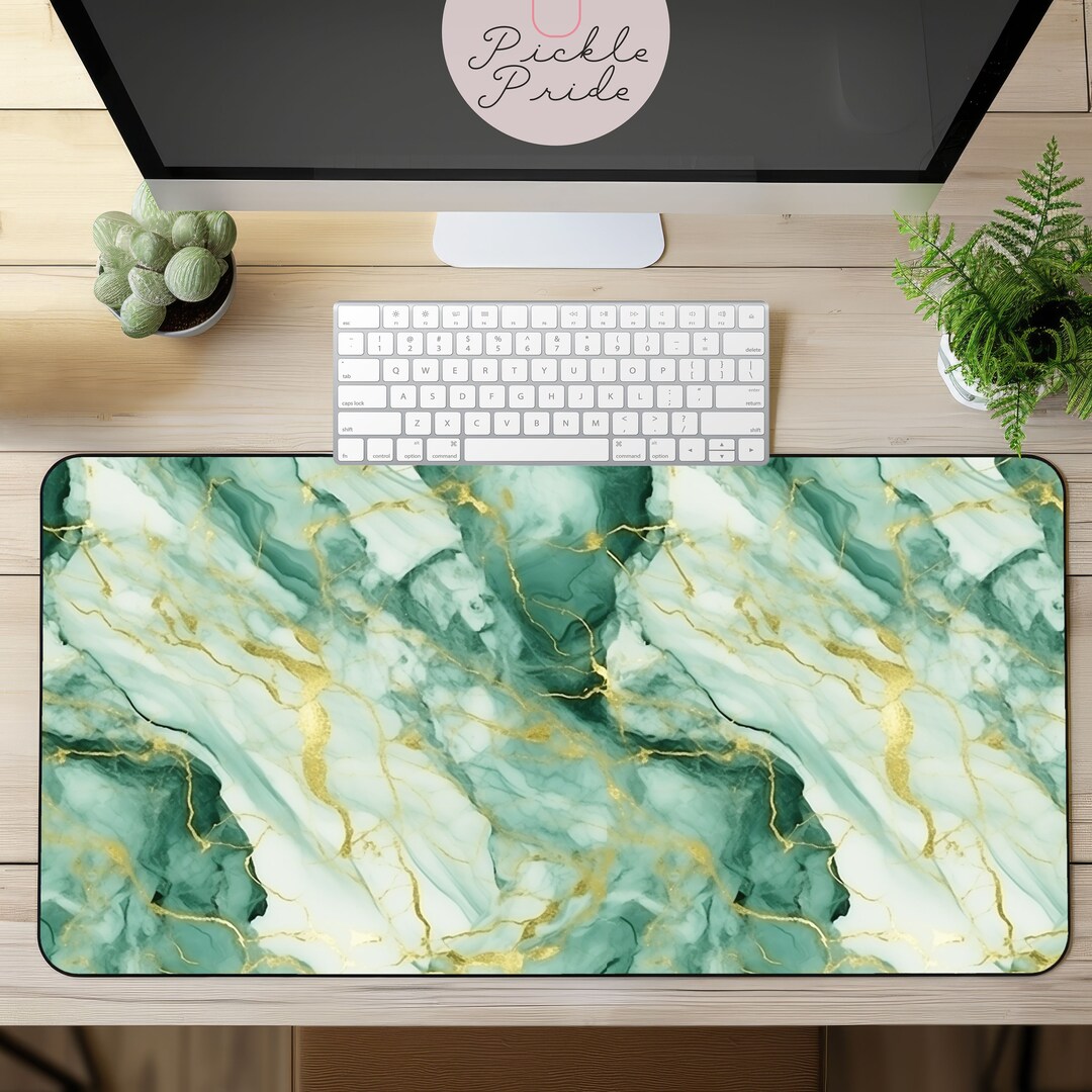 Green Desk Mat, Green Marble Desk Mat, Nature Green Desk Mat, Sage ...