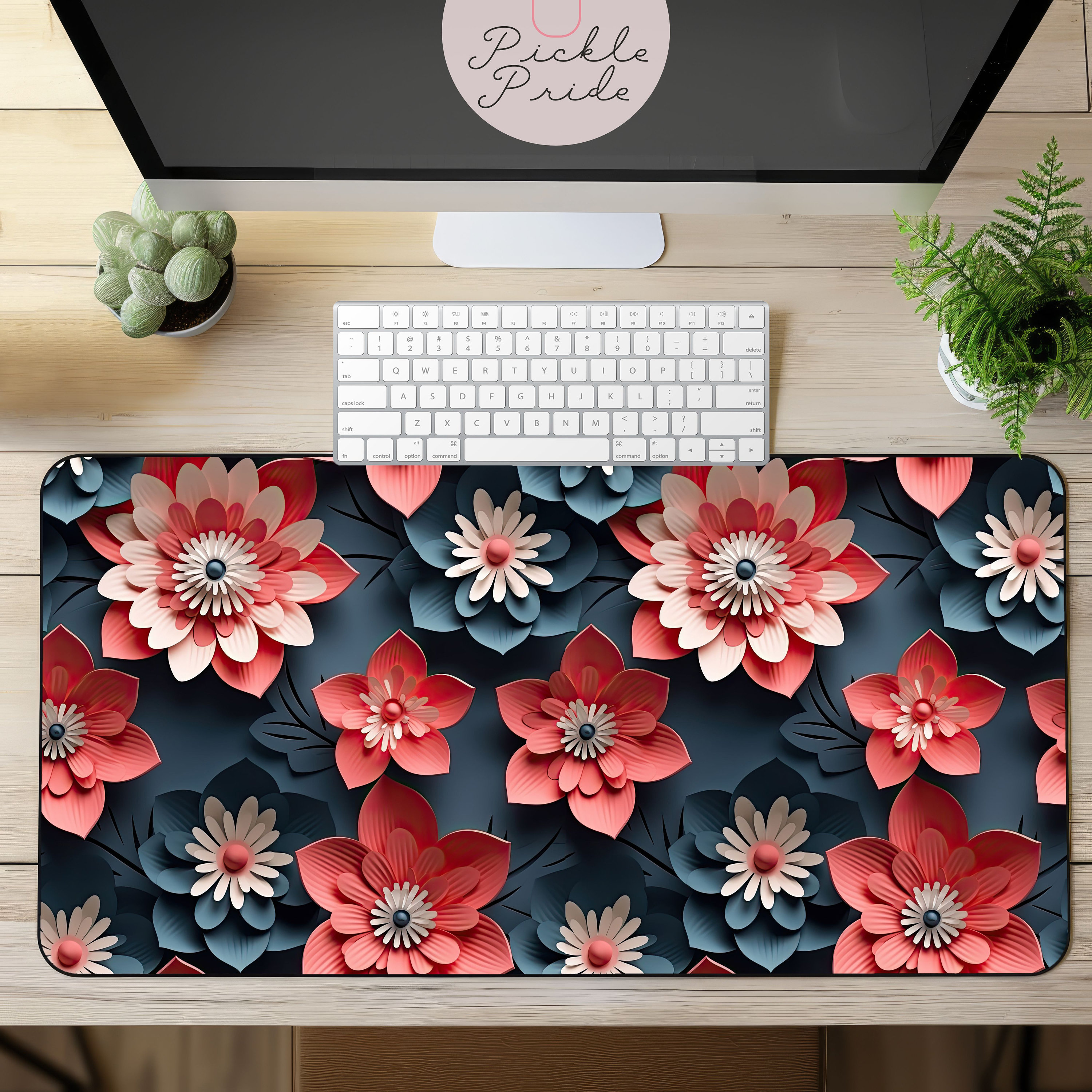 Cute Desk Mat, 3D Floral Desk Mat, 3-dimensional Flower Desk Mat, Paper ...