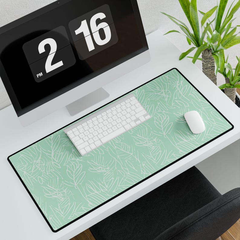 Green Desk Mat, Boho Sage Green Leaves Desk Mat, Nature Green Desk Mat ...