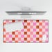 Pink Red Checkered Desk Mat Aesthetic Office Decor, Modern Desk ...