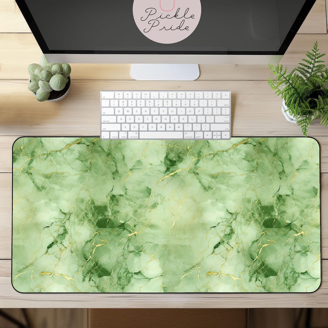 Green Desk Mat, Green Marble Desk Mat, Nature Green Desk Mat, Sage ...