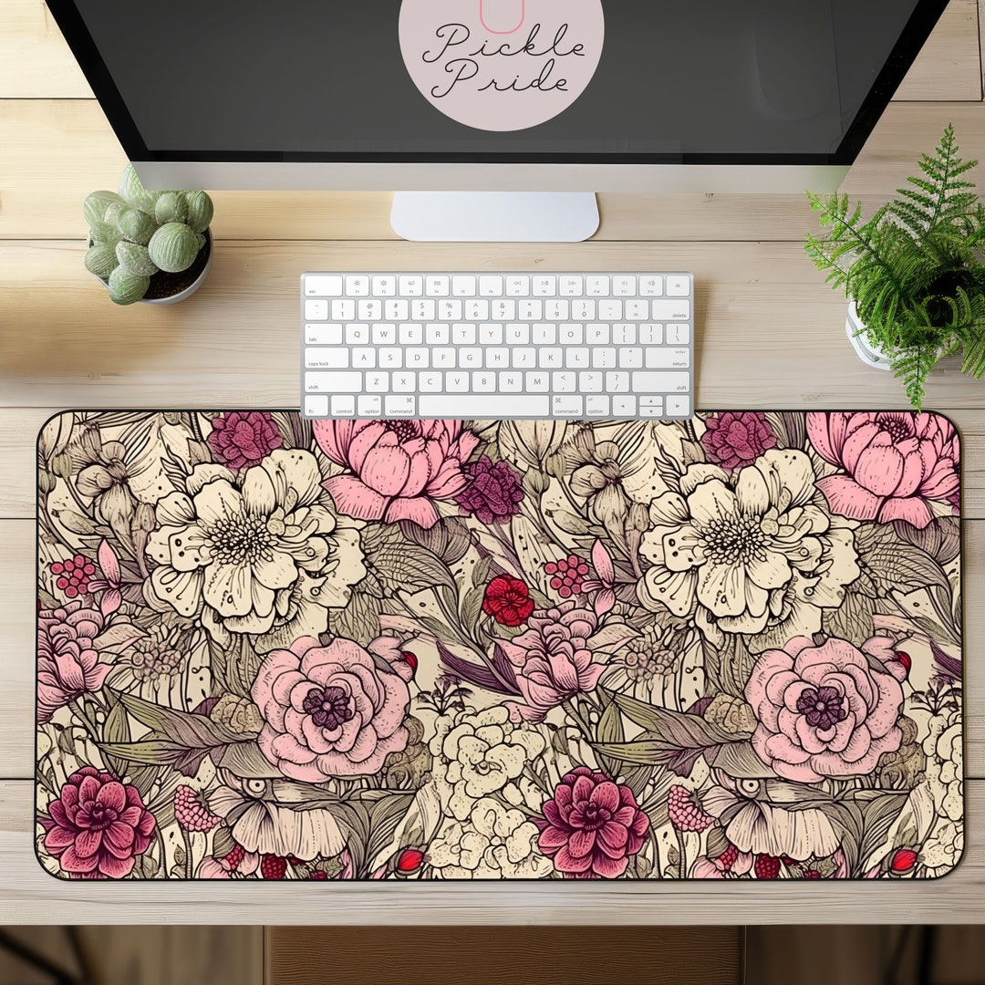 Boho Floral Tatoo Art Grunge Desk Mat, Boho Tatoo Floral Desk Mat, Cute ...