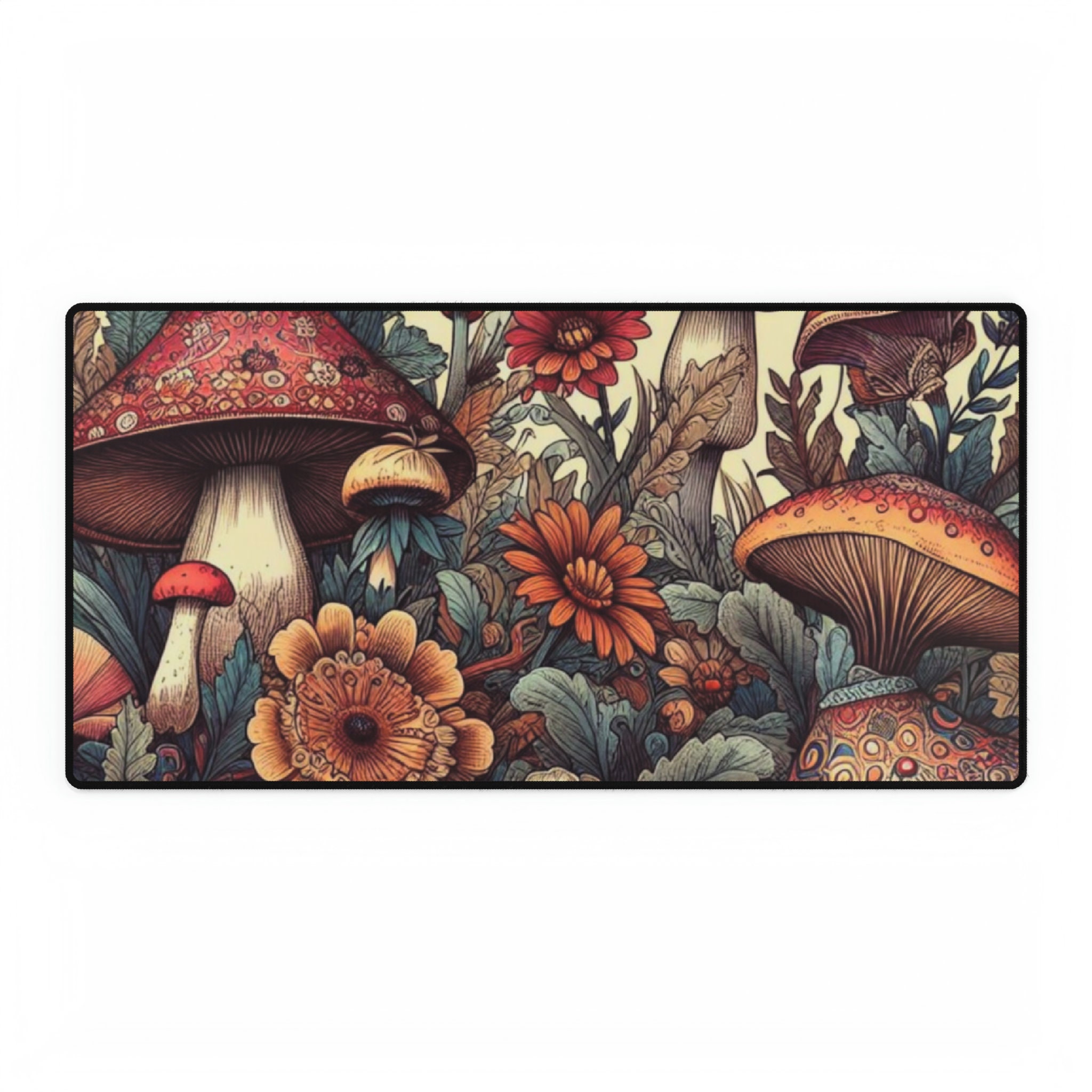 Mushroom Desk Mat, Cute Desk Mat, Boho Mushroom Desk Mat, Desk Mat ...