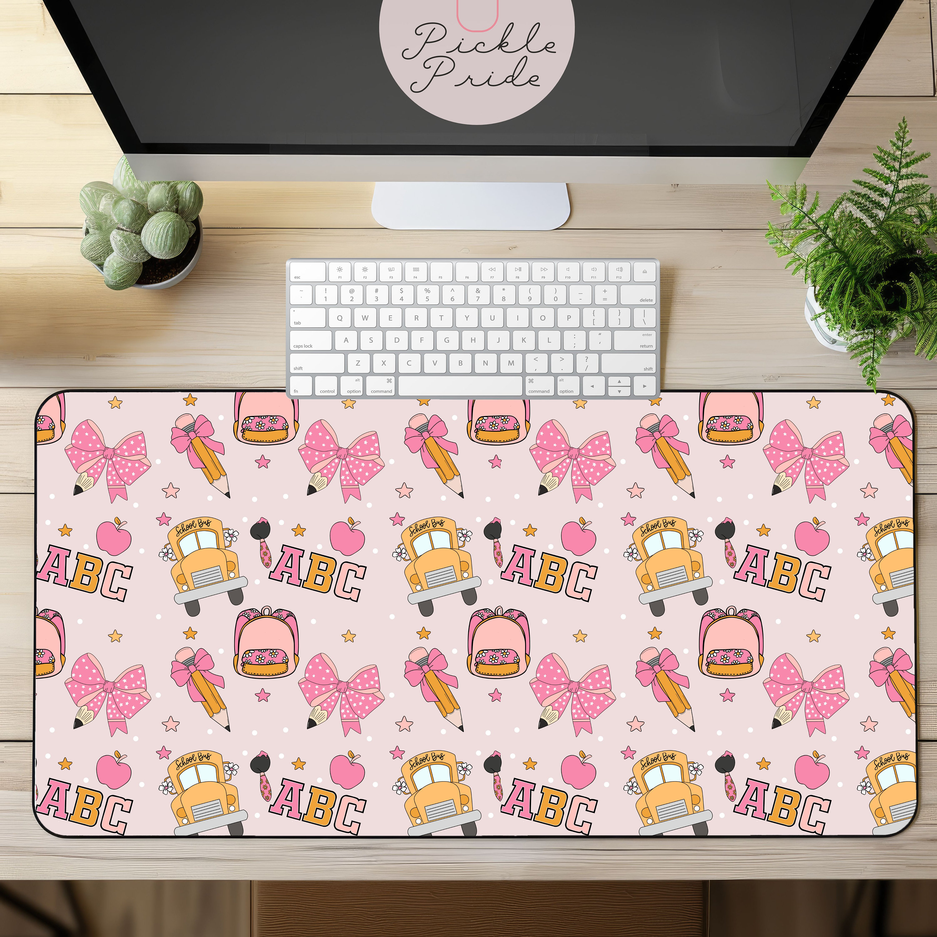 Cute Desk Mat, Teacher Desk Mat, Pencil Bow Desk Mat Coquette Teacher ...