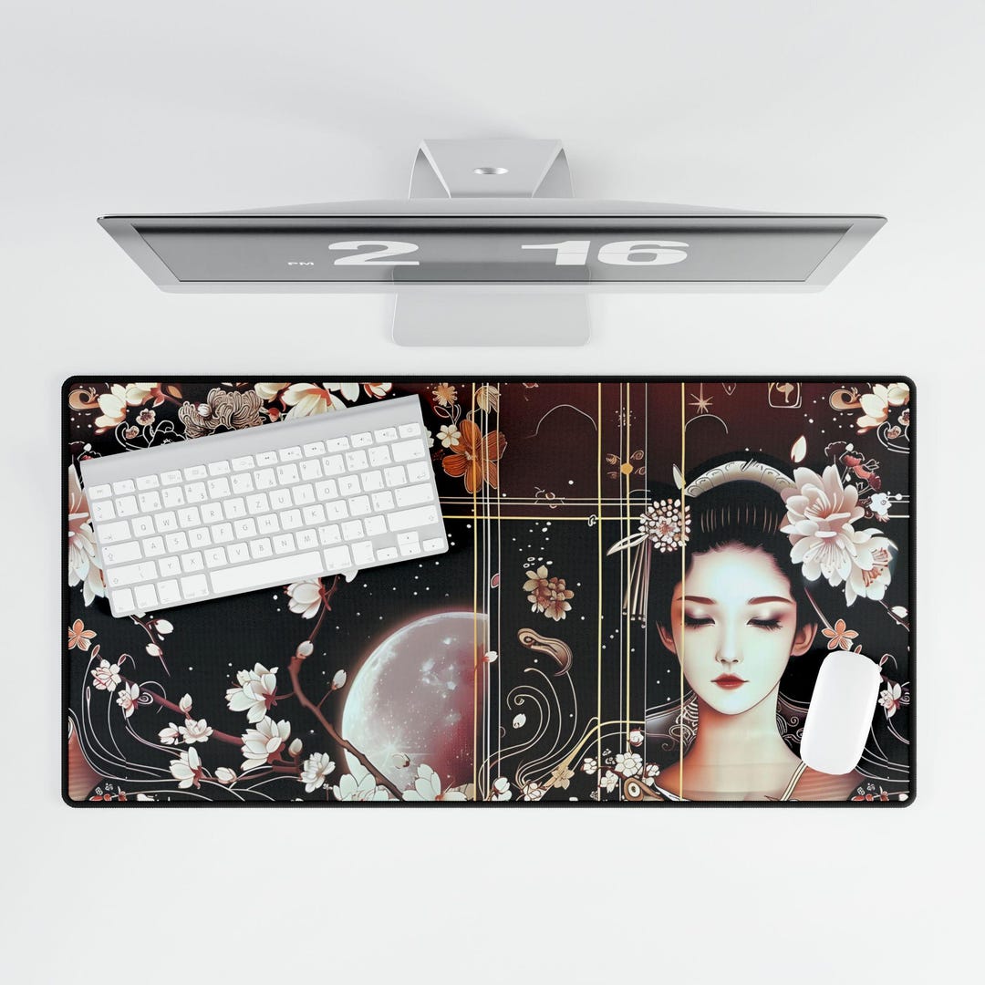 Large Japanese Desk Mat, Japanese Desk Mat, Japanese Geisha Desk Mat ...