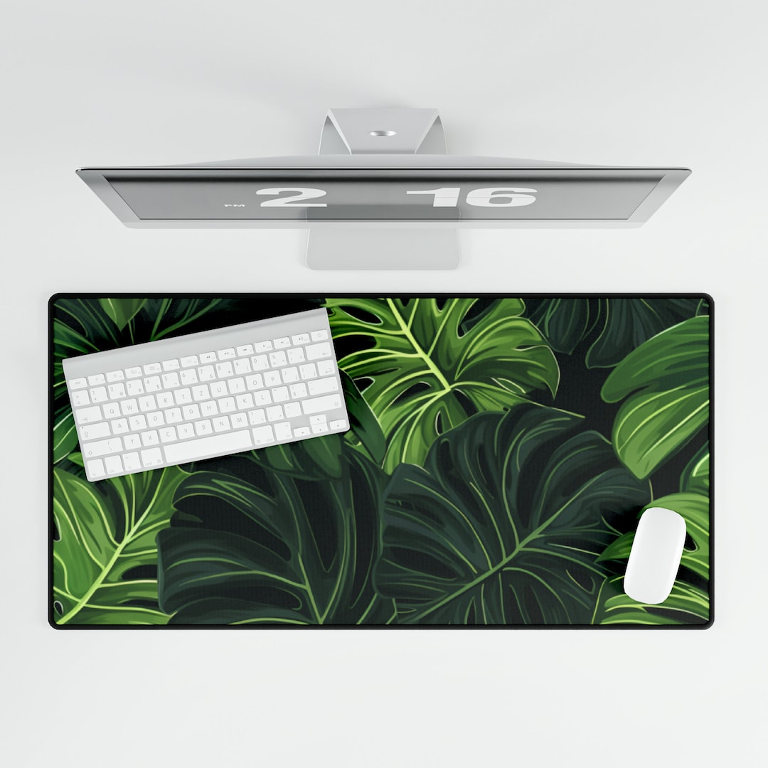 Green Desk Mat, Monstera Leaves Desk Mat, Cute Desk Mat, Desk Mat ...