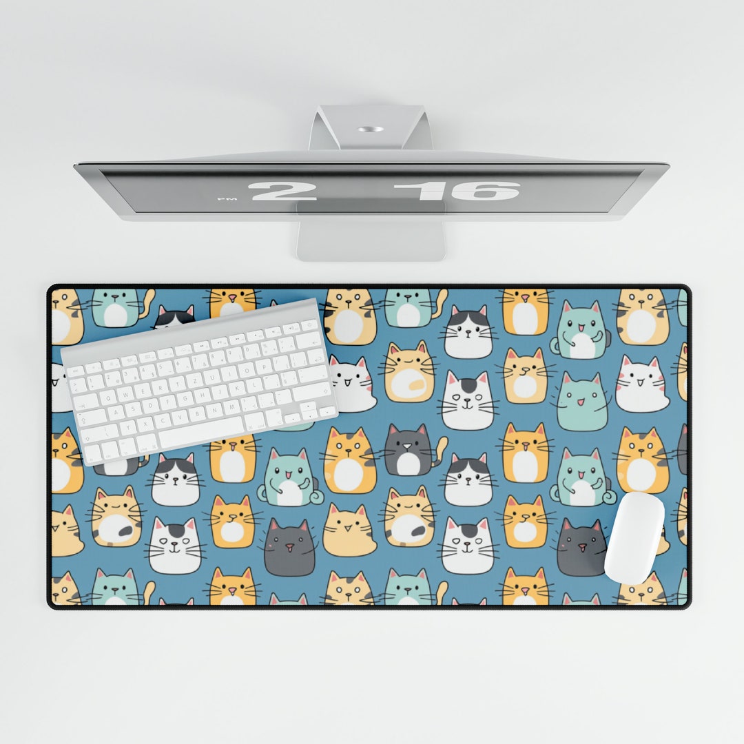 Kawaii Cat Desk Mat, Cute Desk Mat, Desk Mat Kawaii, Desk Mat Aesthetic ...