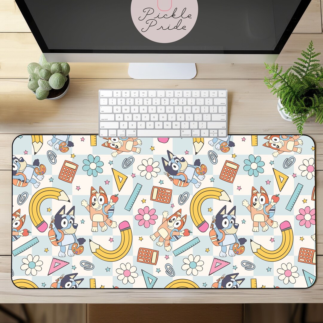 Cute Desk Mat, Teacher Desk Mat, Blue Dog and Friends Teacher Desk Mat ...