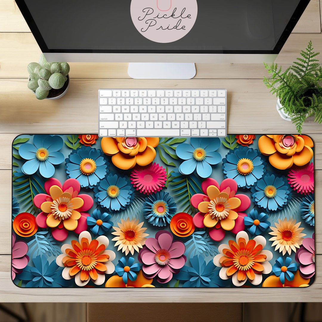 Cute Desk Mat, 3D Floral Desk Mat, 3-dimensional Flower Desk Mat, Paper ...