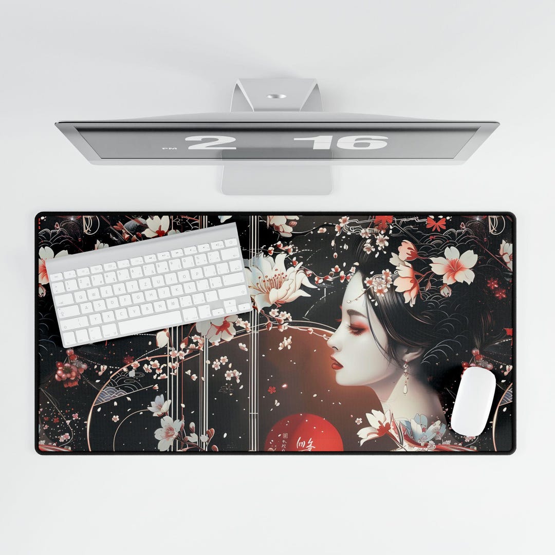 Large Japanese Desk Mat, Japanese Desk Mat, Japanese Geisha Desk Mat ...