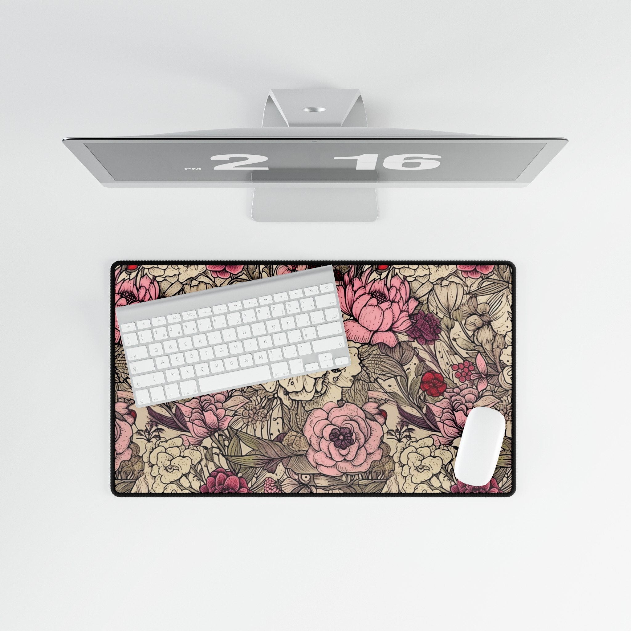 Boho Floral Tatoo Art Grunge Desk Mat, Boho Tatoo Floral Desk Mat, Cute ...