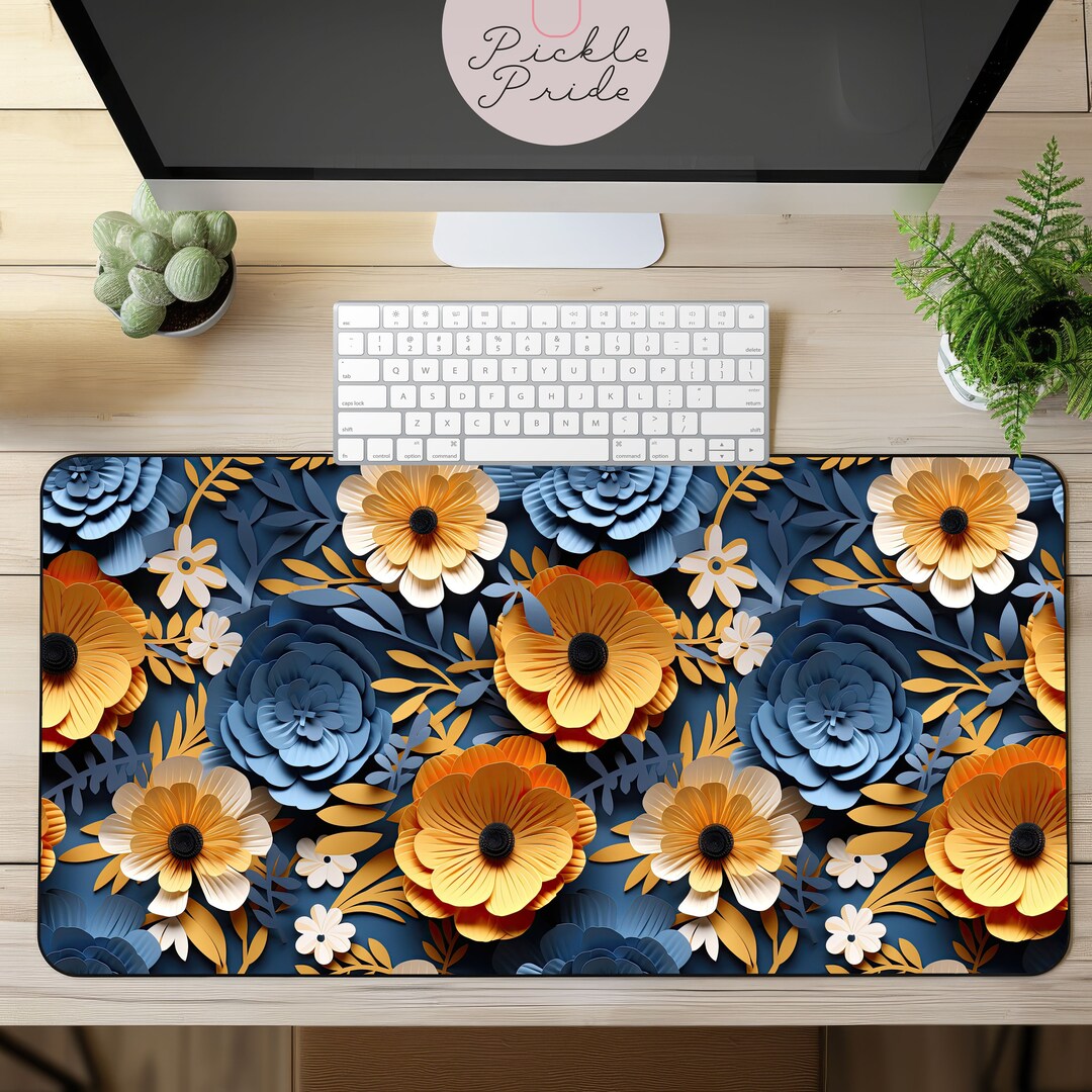 Cute Desk Mat, 3D Floral Desk Mat, 3-dimensional Flower Desk Mat, Paper ...