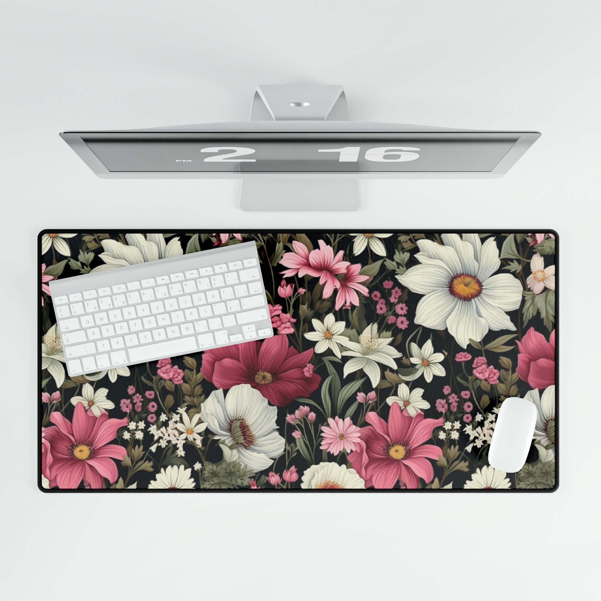 Cottagecore Desk Mat, Cute Desk Mat, Dark Floral Cottagecore Desk Mat ...