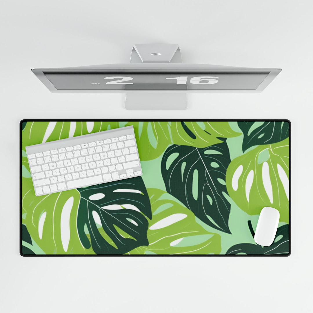 Green Desk Mat, Monstera Leaves Desk Mat, Cute Desk Mat, Desk Mat ...