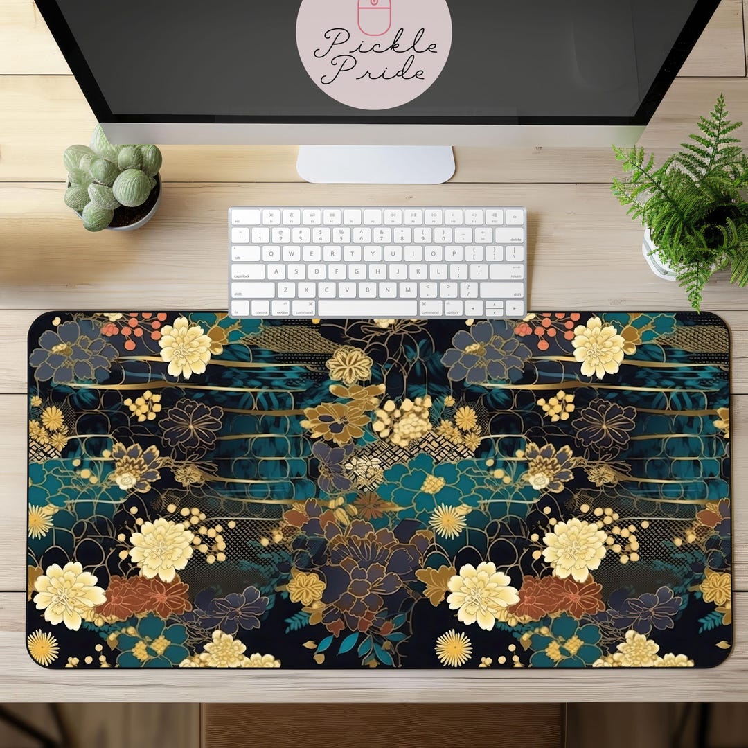 Chiyogami Flowers Desk Mat, Japanese Paper Art Desk Mat, Japanese Desk ...