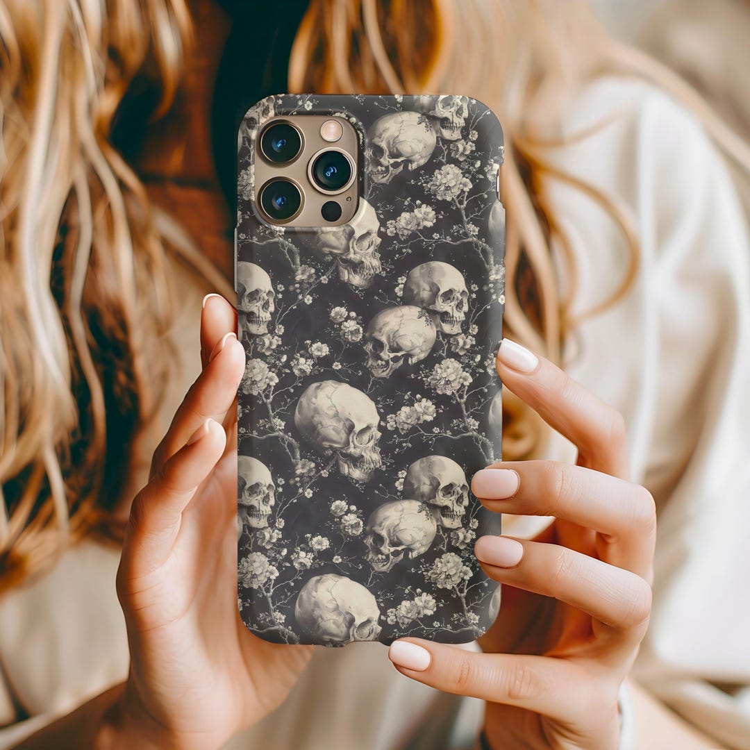 Goth Phone Case, Goth Black Skull Phone Case, Goth Girl Phone Case ...
