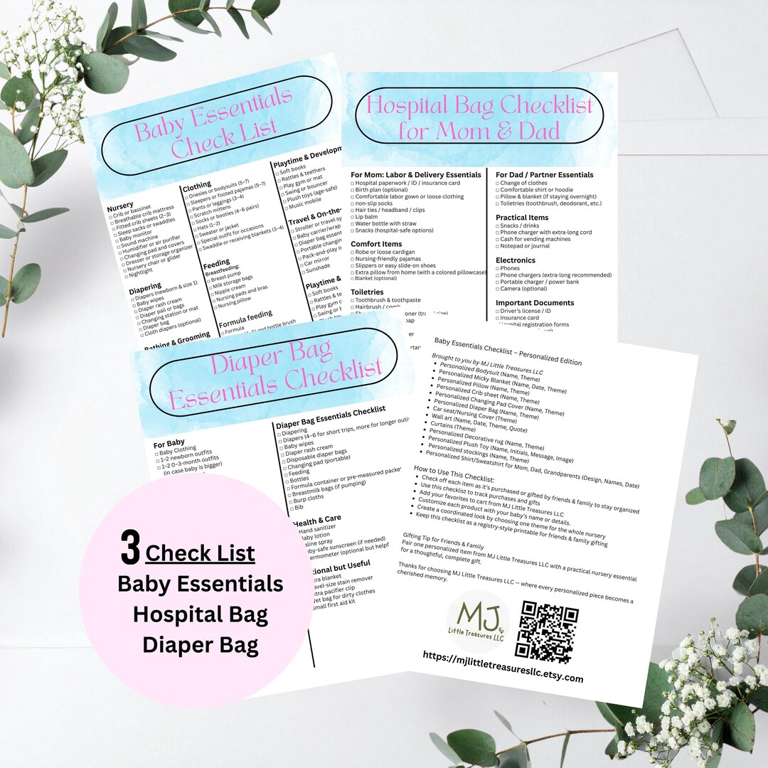 Baby Checklist, Newborn Essentials List, Hospital Bag and Diaper Bag ...