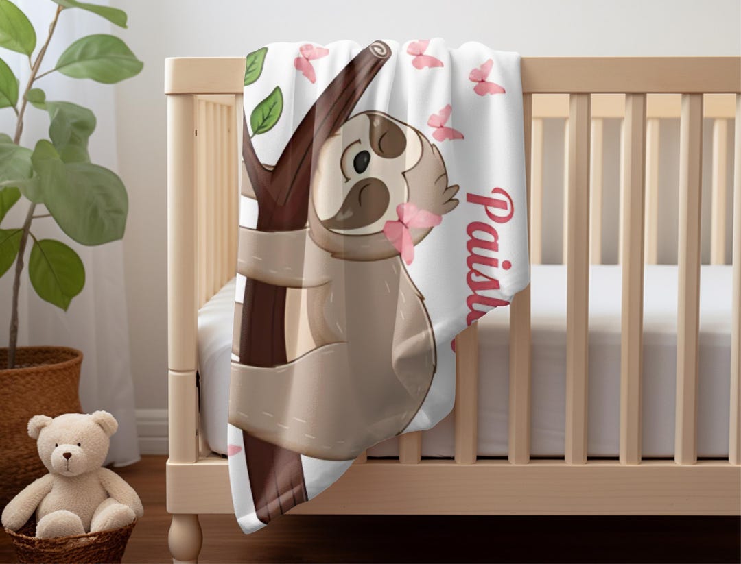 Custom Sloth Blanket, Personalized Sloth Throw, Cozy Sloth Bedding ...