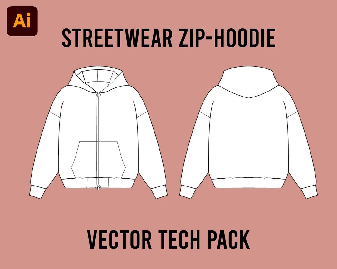 Streetwear Boxy Oversize Fit Hoodie Vector Adobe Illustrator Tech Pack ...