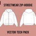 Streetwear Boxy Oversize Fit Hoodie Vector Adobe Illustrator Tech Pack ...