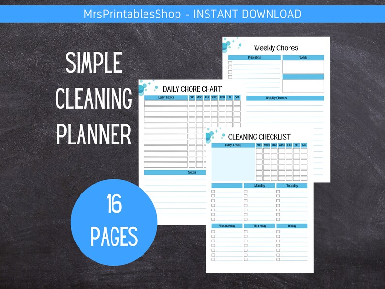 Household Cleaning Planner Printable Cleaning Checklist Cleaning ...