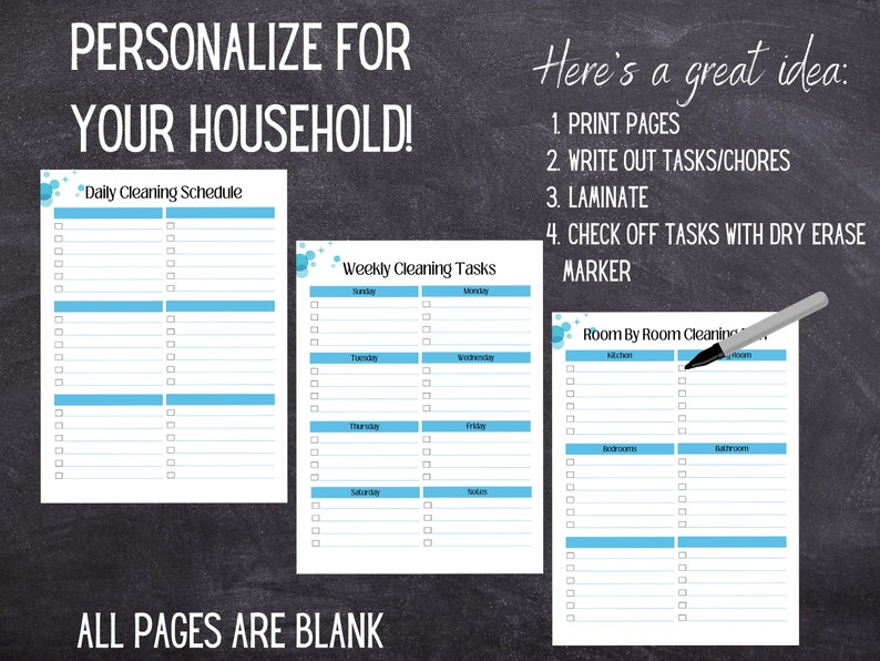 Household Cleaning Planner Printable Cleaning Checklist Cleaning ...