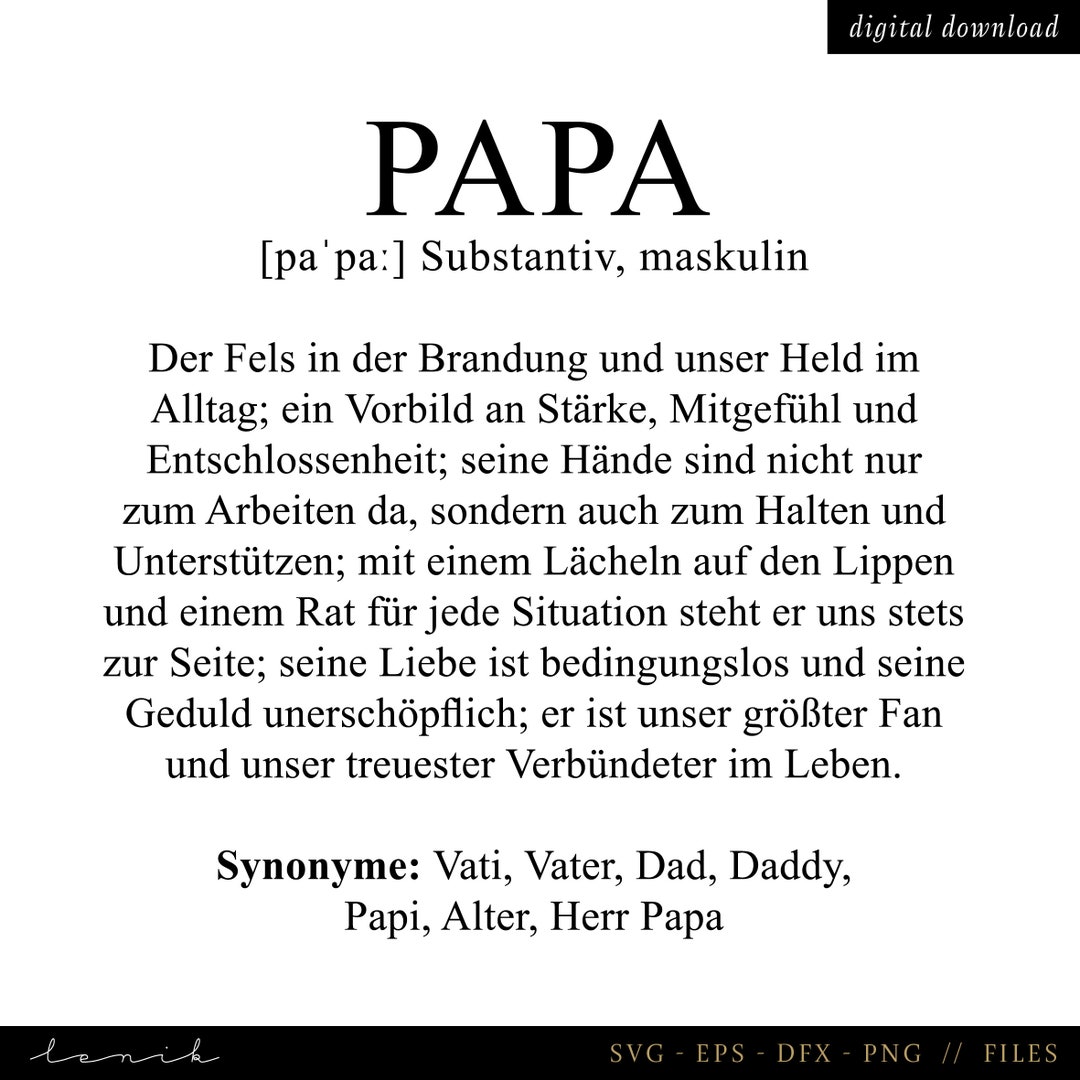 Papa - Definition - Spruch - Geschenk - digitale Datei - Etsy.de