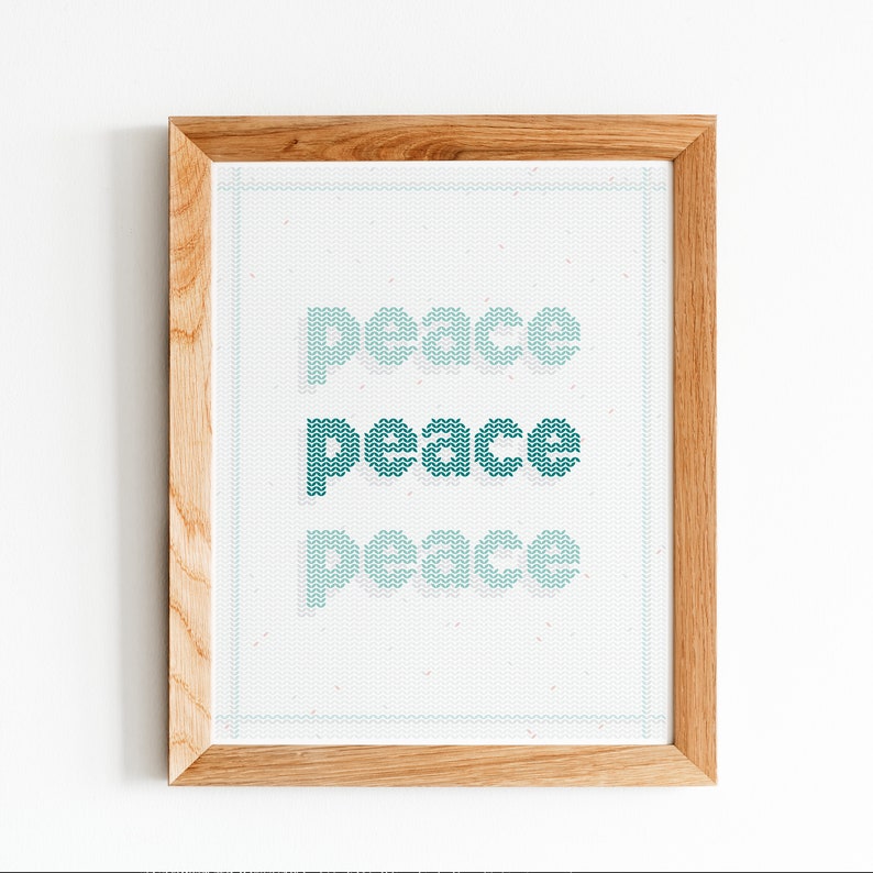 Printable Holiday PEACE Art Print Digital Download Knit Design ...
