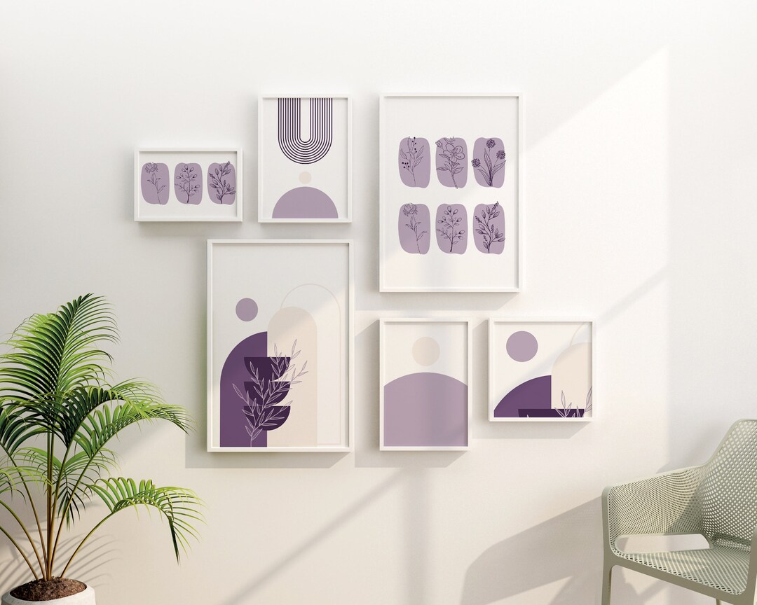 Printable Lilac Bohemian Poster Set of 3, Boho Style Digital Art ...