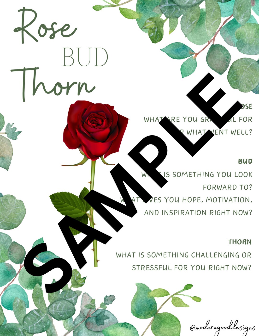 Rose Bud Thorn Mindfulness - Etsy