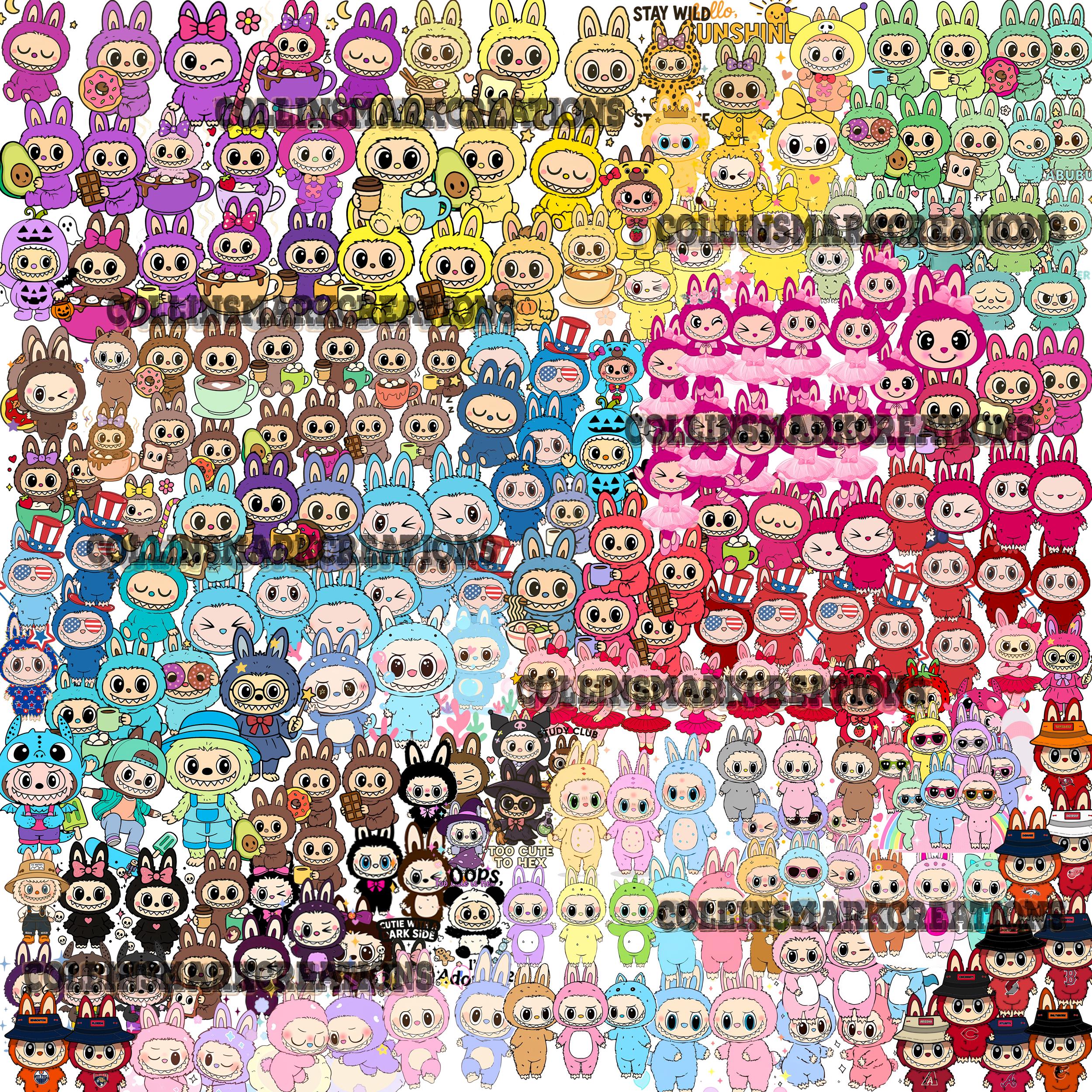 Labubu PNG Clipart Bundle | 990+ Kawaii Cute Chibi Stickers | Pastel ...