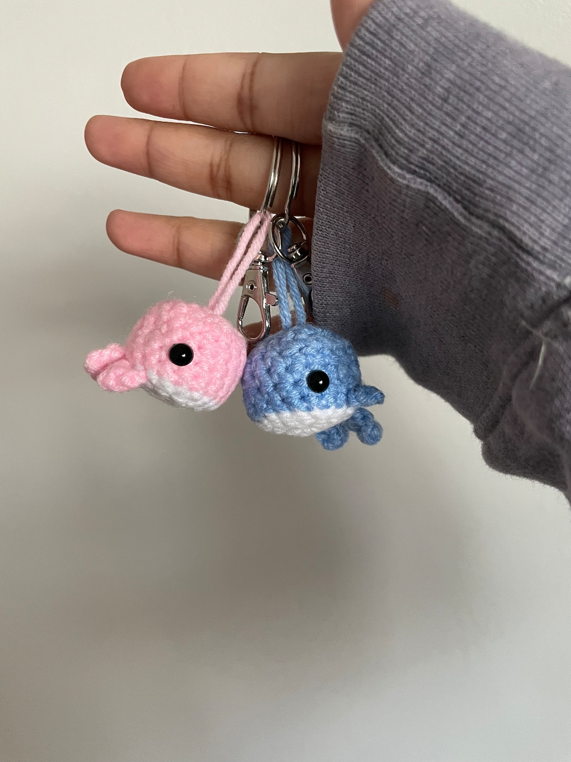 Crochet Whale Keyring Set: Valentines Gift, Pink / Blue, Anniversary ...